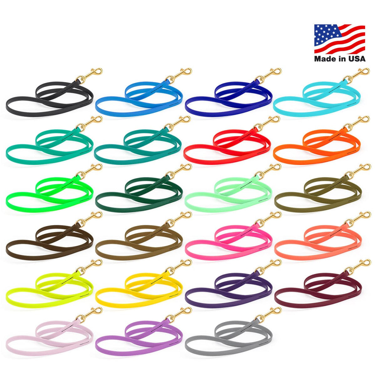 Biothane Working Dog Lead 4 ft, Brass Hardware — Dogline